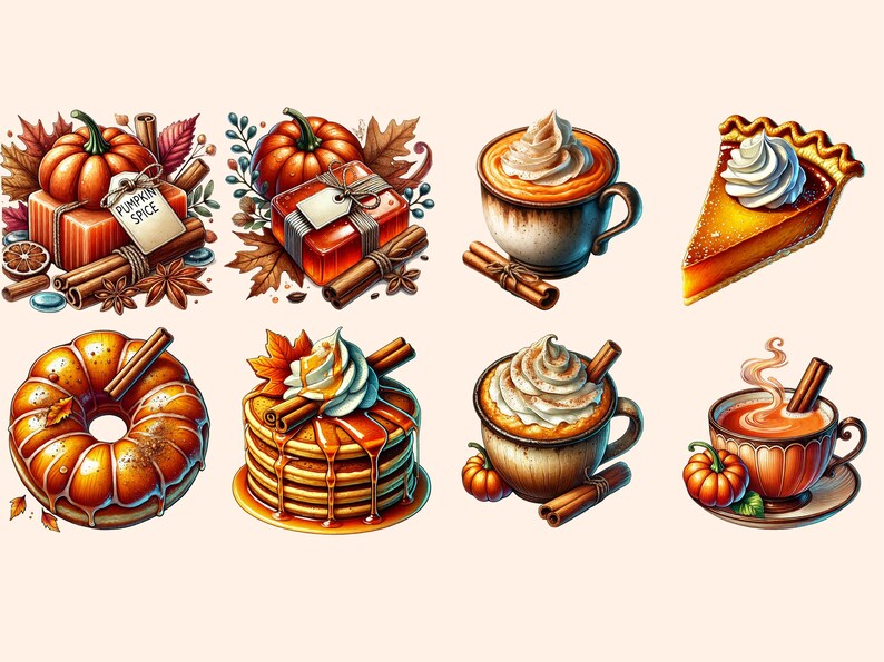 Pumpkin Spice Clipart – Fall Coffee PNG Graphics, Commercial Use ...