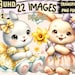 Bunnies Clipart - 22 PNG Cute Spring Bunny Graphics, Adorable Fluffy ...