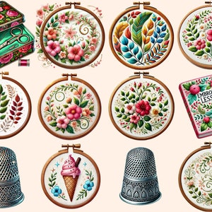 Embroidery Clipart - 29 PNG Needlework Illustrations, Adorable Crafting ...