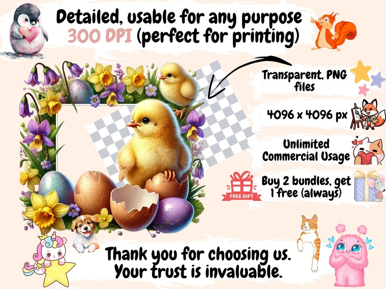 Easter Frames Clipart – Festive Spring PNG Graphics (digital Download ...