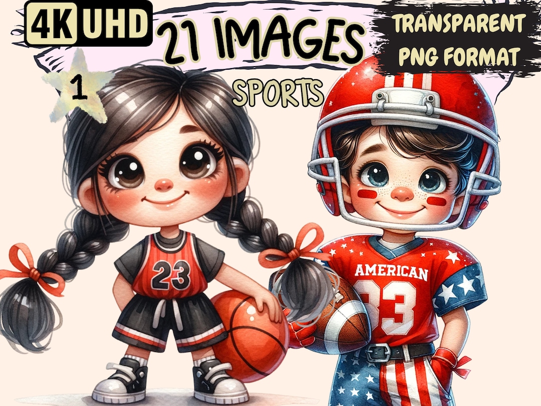 Sports Clipart - 21 PNG Youth Sporty Athletics Graphics, Cute Athletic ...