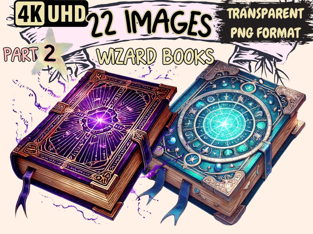Wizard Books (P2) Clipart - 22 PNG Magical Spellbook Illustrations ...