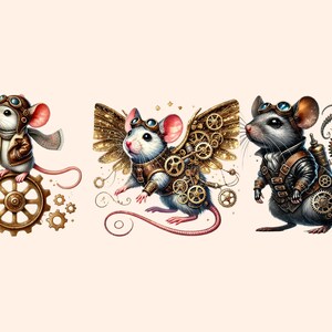 Steampunk Mice Clipart - Mechanical Mouse PNG Illustrations (digital ...