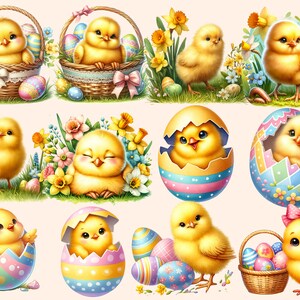Easter Chicks Clipart - 22 PNG Spring Birds Graphics, Cute Yellow ...