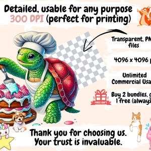 Turtle Chefs Clipart – 18 PNG Culinary Illustrations (digital Download ...