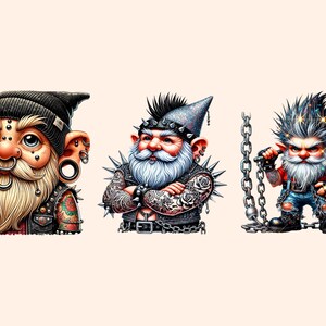 Punk Gnomes Clipart – 27 Edgy Rock Art PNG Illustrations (digital ...