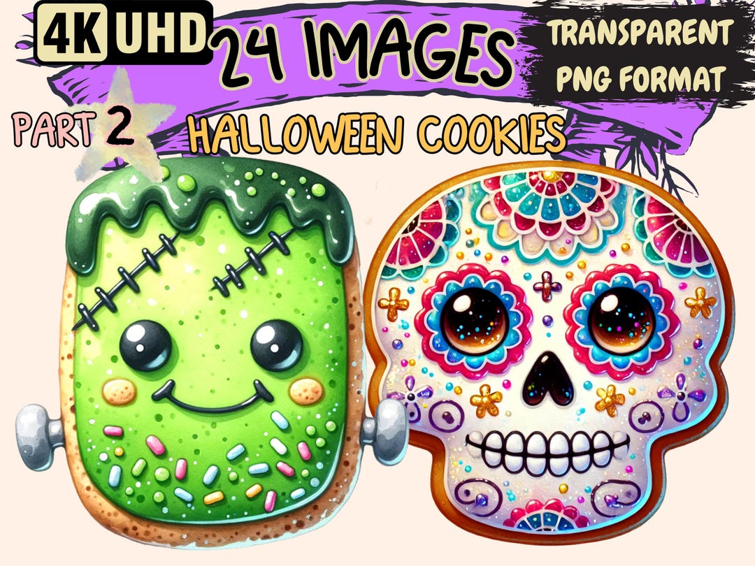 Halloween Cookies (P2) Clipart - 24 PNG Spooky Treat Illustrations ...