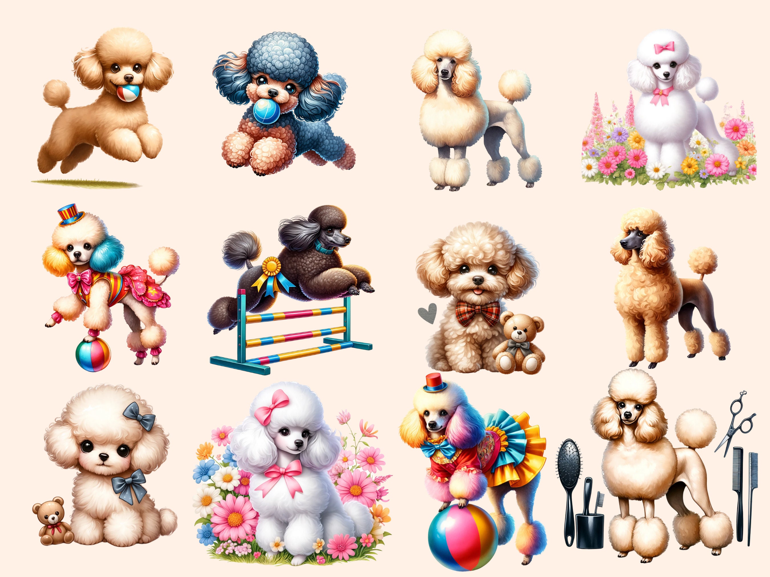 Poodles Clipart - 20 PNG Cute Poodle Graphics, Stylish Dog Printables ...