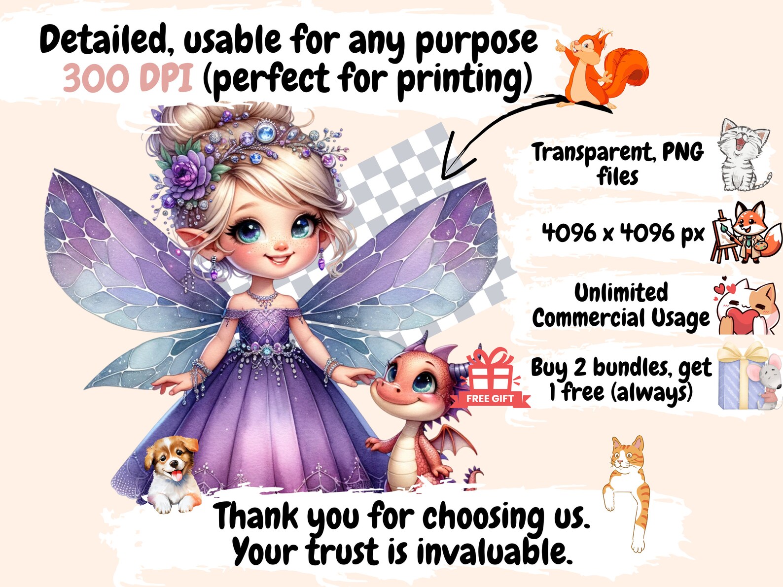 Purple Fairies Clipart – 19 Violet PNG Graphics, Fairytale Printables ...