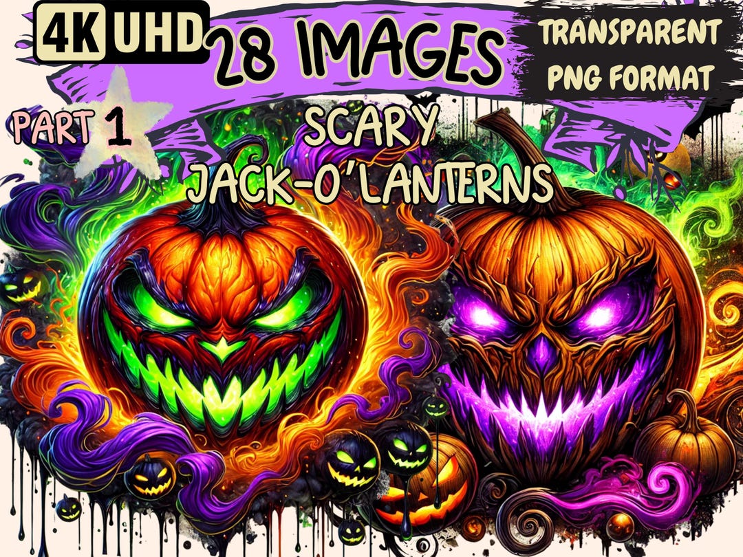 Scary Jack O'lanterns Clipart - 28 PNG Spooky Graphics, Halloween ...