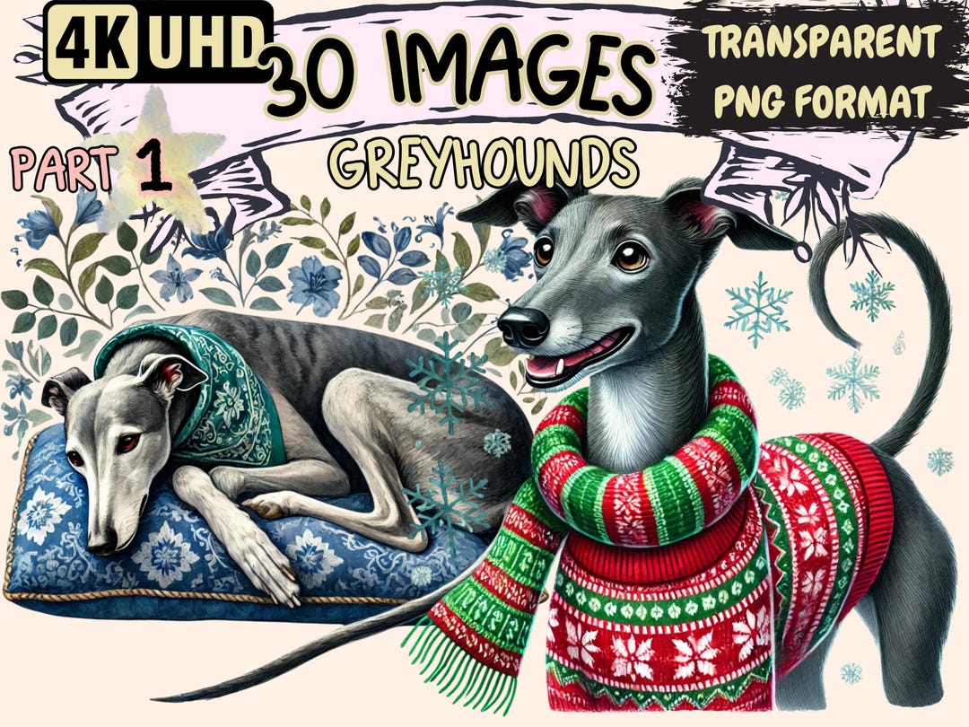 Greyhounds Clipart – 30 Adorable Dog PNG Graphics (digital Download) - Etsy