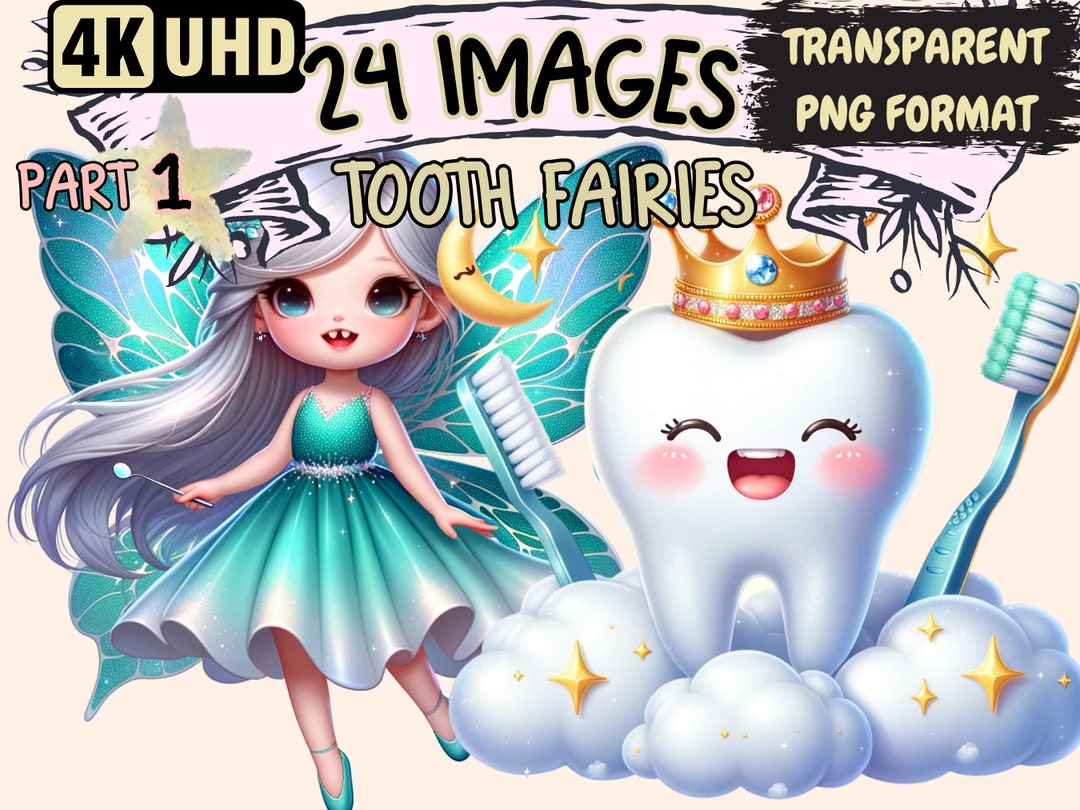 Tooth Fairies Clipart 24 PNG Dentist Fairy Graphics, Cute Dental ...