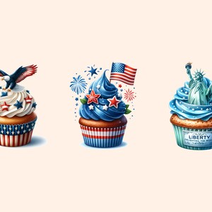 4th of July Cupcakes Clipart - 38 PNG Festive Cupcake Graphics ...