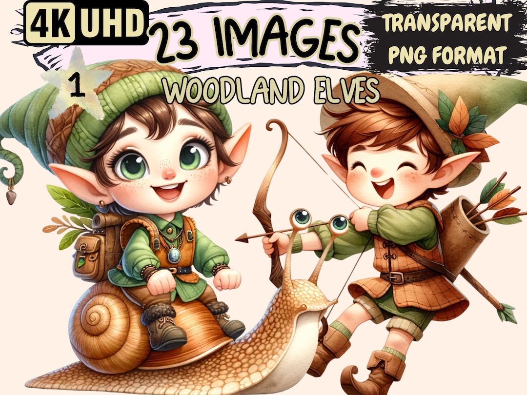 Woodland Elves Clipart – 23 PNG Forest Elf Graphics (digital Download ...