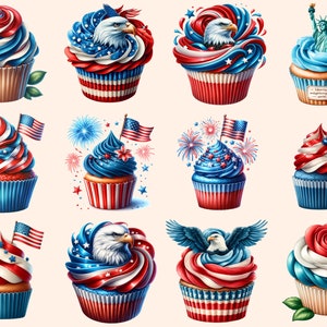 4th of July Cupcakes Clipart - 38 PNG Festive Cupcake Graphics ...