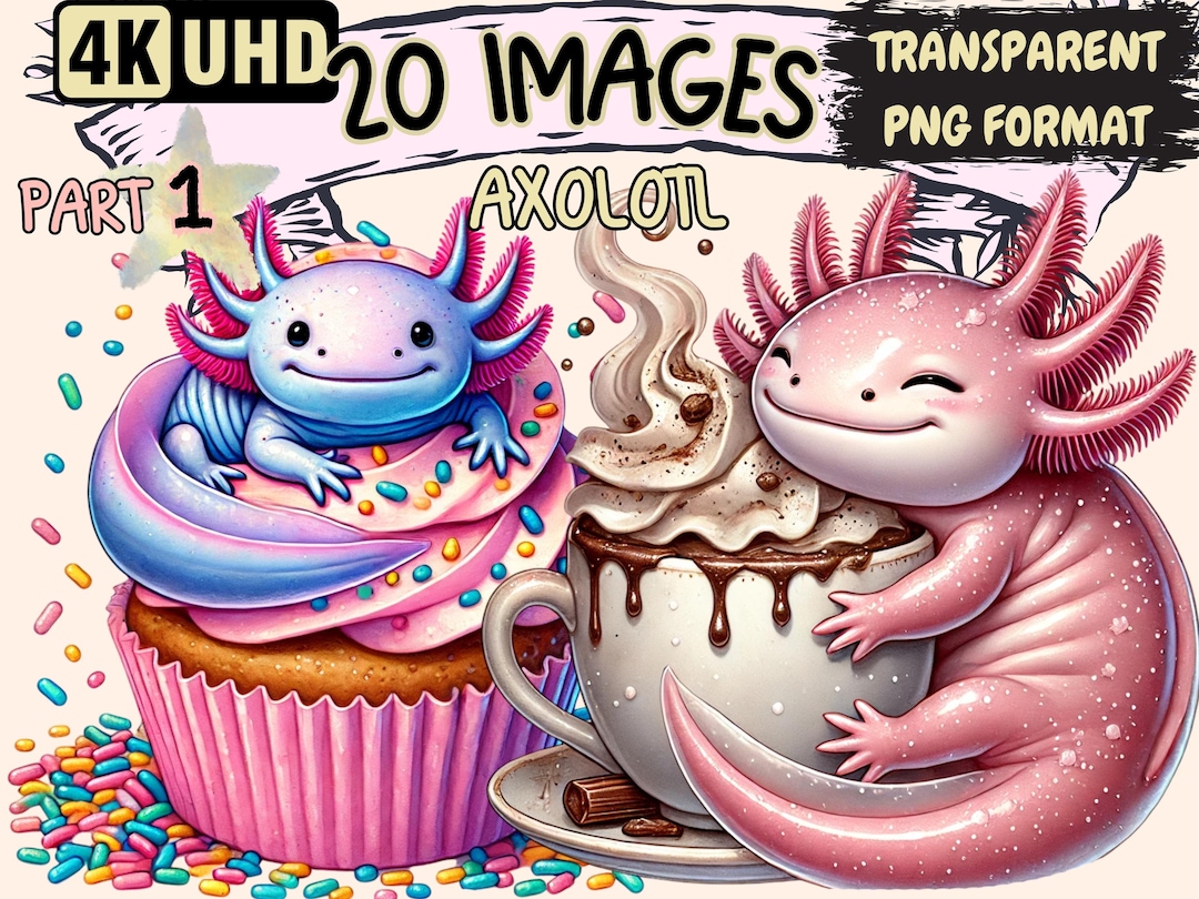 Axolotl Clipart - 20 PNG Cute Axolotl Graphics, Adorable Amphibian ...