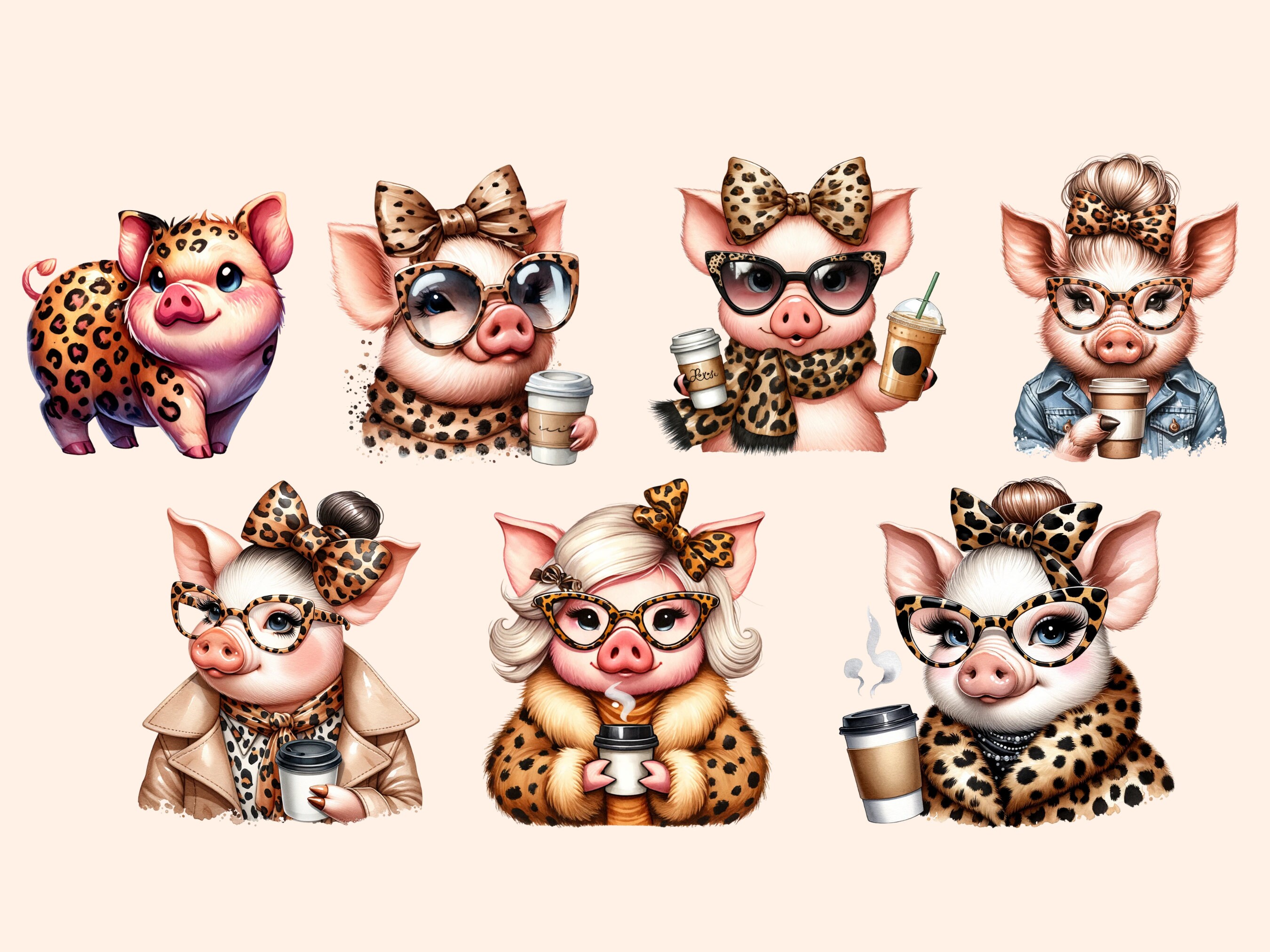Leopard Print Pigs Clipart – 19 PNG Graphics (digital Download) - Etsy