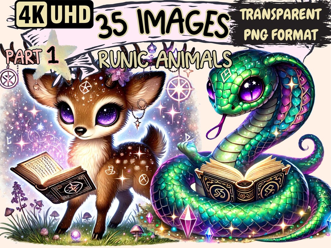 Runic Animals Clipart – 35 PNG Mythical Illustrations (digital Download ...