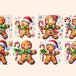 Gingerbread Man Clipart - 32 PNG Festive Cookie Graphics, Holiday ...