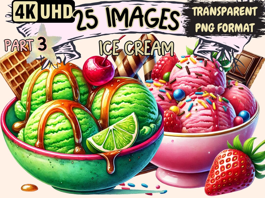 Ice Cream (P3) Clipart - 25 PNG Delicious Ice Cream Graphics, Sweet ...