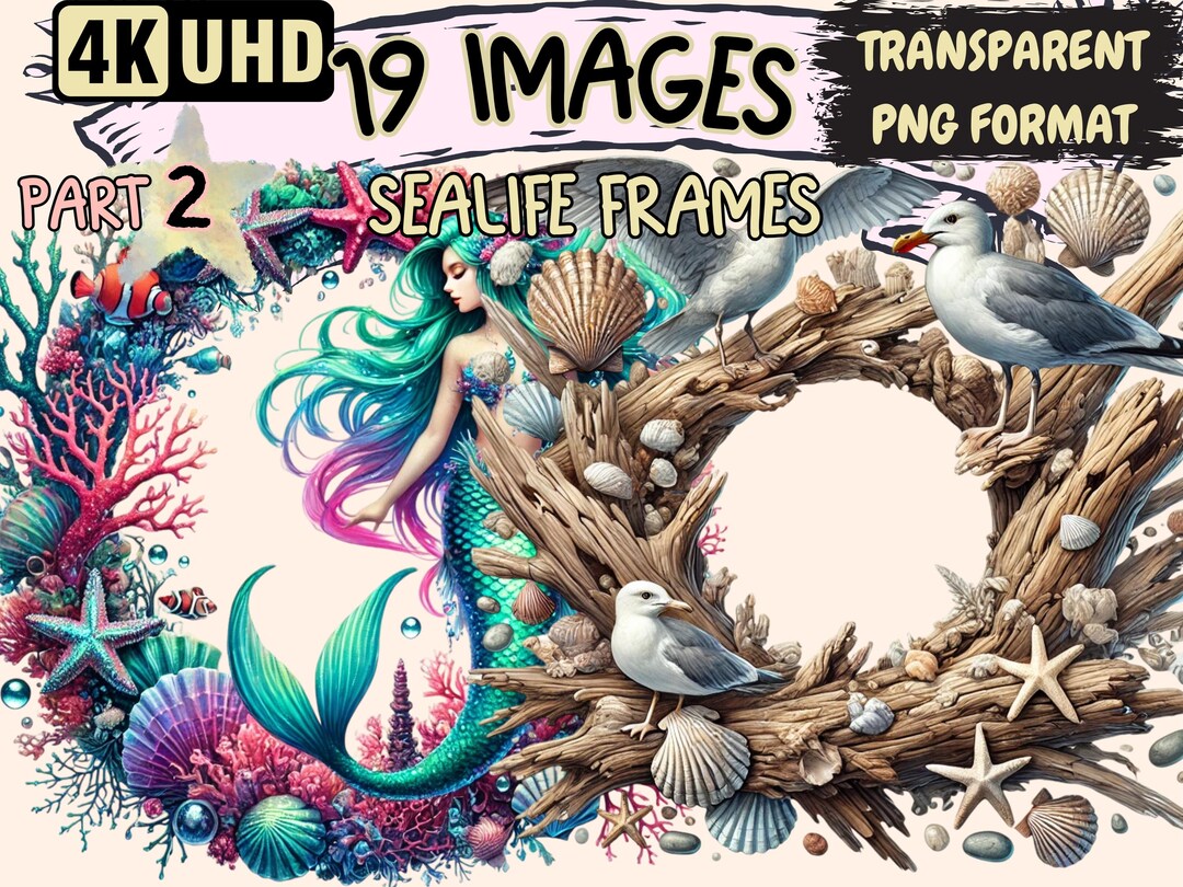 Sealife Frames P2 Clipart 19 PNG Ocean Frame Graphics, Underwater ...