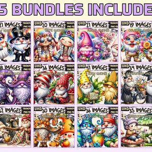 Gnomes #3 SUPER BUNDLE - 25 Clipart Bundles Inside, Cute Whimsical Gnome Graphics, Mega Promo ...