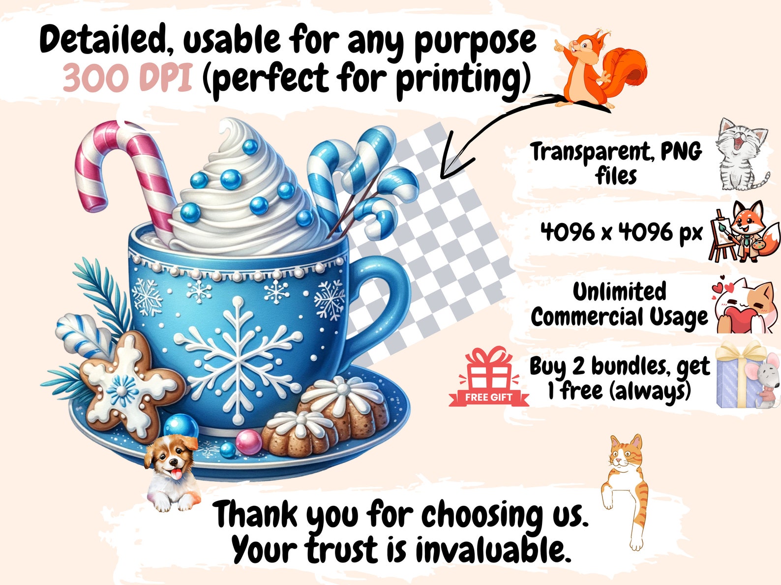 Winter Hot Cocoa Clipart – 21 PNG Festive Cocoa Graphics (digital ...