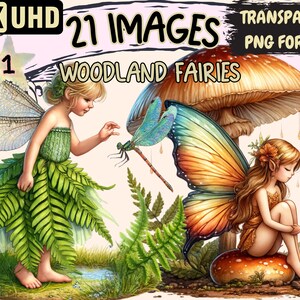 Woodland Fairies Clipart - 21 PNG Forest Fairy Graphics, Fairytale ...