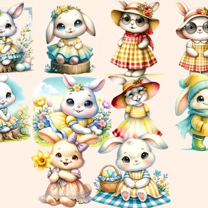 Bunnies Clipart - 22 PNG Cute Spring Bunny Graphics, Adorable Fluffy ...