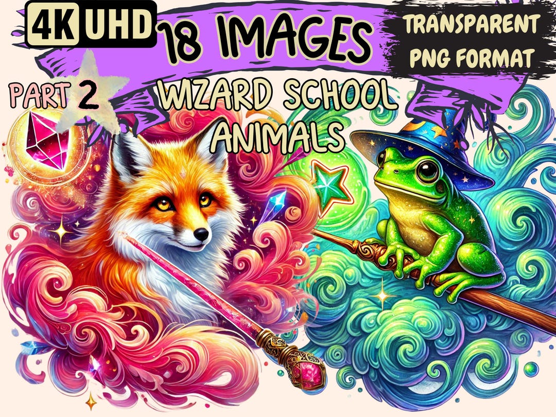 Wizard School Animals Clipart – 18 PNG Graphics (digital Download) - Etsy