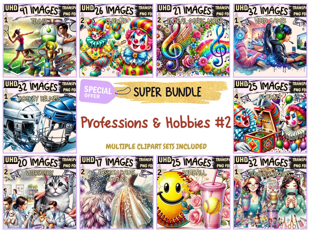 Professions & Hobbies #2 Super Clipart Bundle – PNG Career Graphics ...