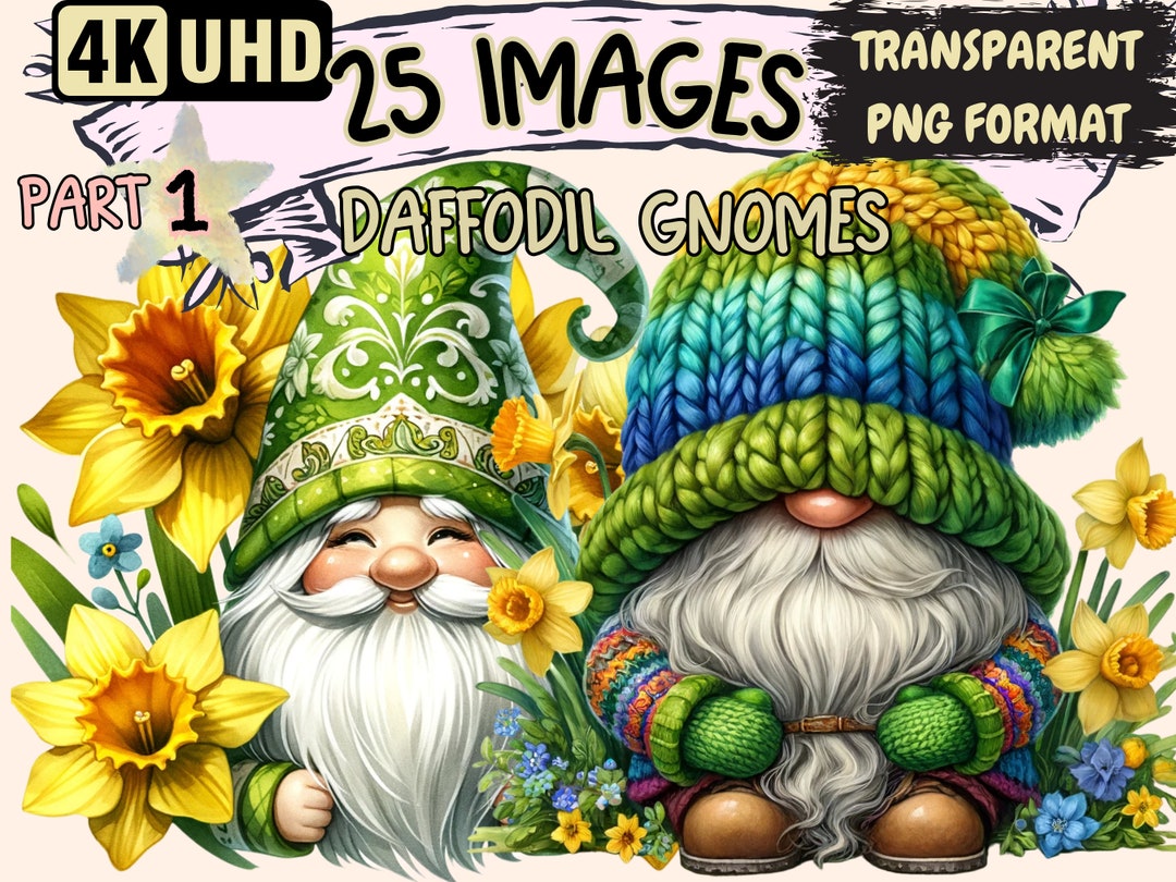Daffodil Gnomes Clipart – 25 PNG Whimsical Spring Graphics (digital Download) - Etsy
