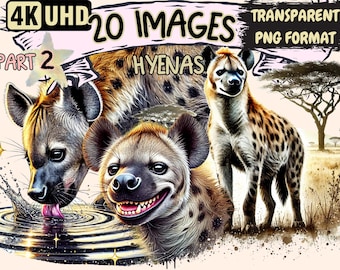 Hyenas Watercolor Clipart, Safari Animals Clipart, Set of Digital PNG ...