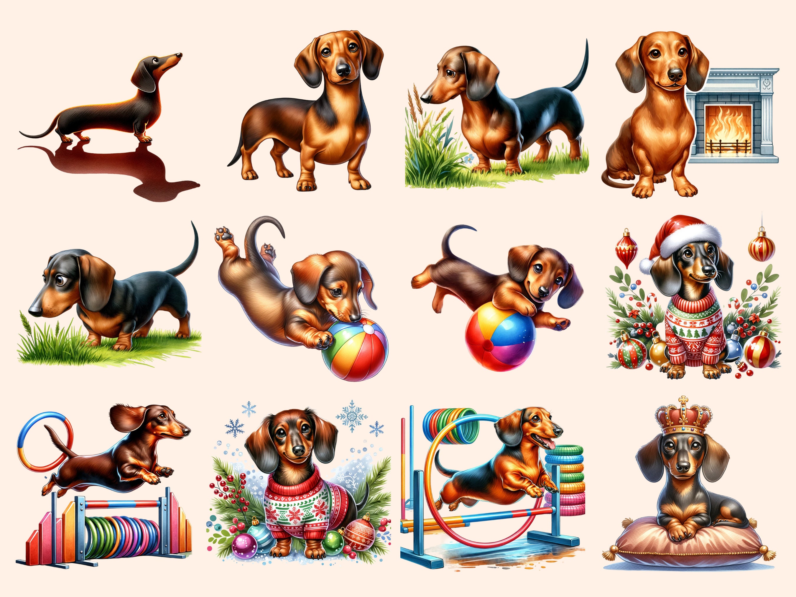 Dachshund Clipart Bundle - 19 PNG Images, Commercial Use (digital ...
