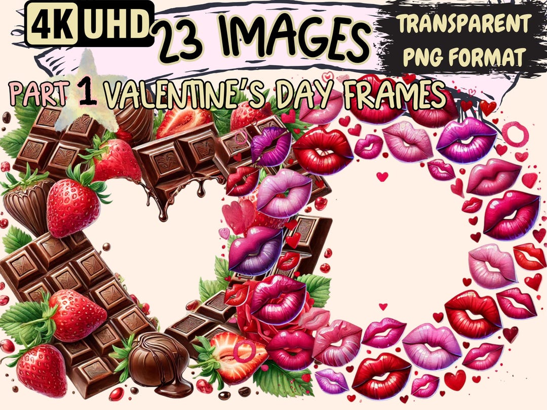 Valentine's Day Frames Clipart - 23 PNG Romantic Frame Graphics, Heart ...