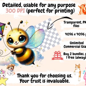 Sweet Bees (P2) Clipart - 23 PNG Adorable Bee Illustrations, Cute Honey ...