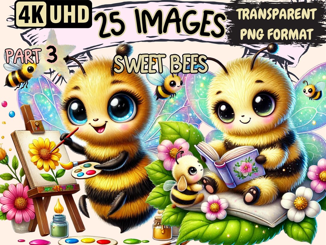 Sweet Bees Clipart: 25 Adorable Bee Illustrations (digital Download) - Etsy