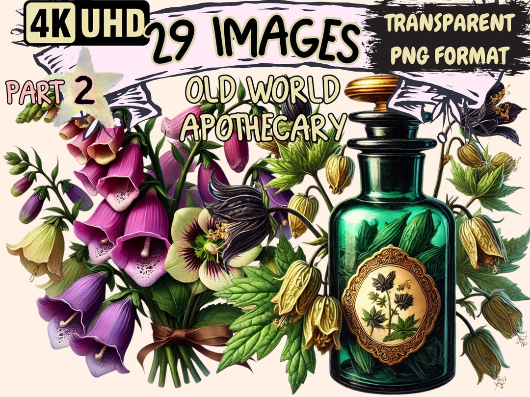 Old World Apothecary (P2) Clipart - 29 PNG Vintage Herbalist ...