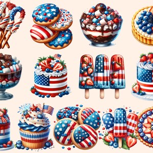 4th of July Desserts Clipart - 25 PNG Festive Dessert Graphics ...