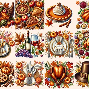 Thanksgiving Clipart - 35 PNG Festive Fall Holiday Illustrations ...