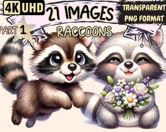 Raccoons Clipart PNG Adorable Raccoon Graphics, Cute Printables ...