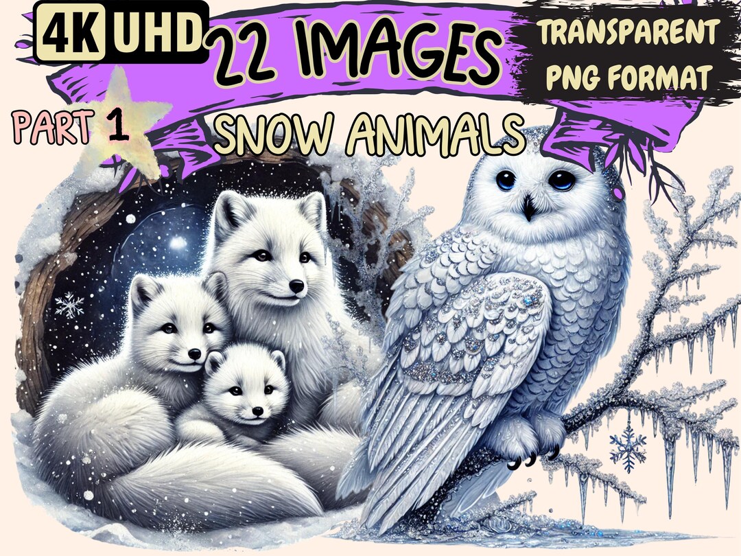 Winter Animals Clipart – Arctic Wildlife PNG Illustrations (digital ...