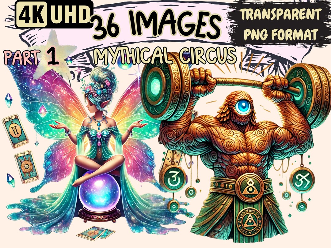 Mythical Circus Clipart – 36 PNG Enchanted Illustrations (digital ...