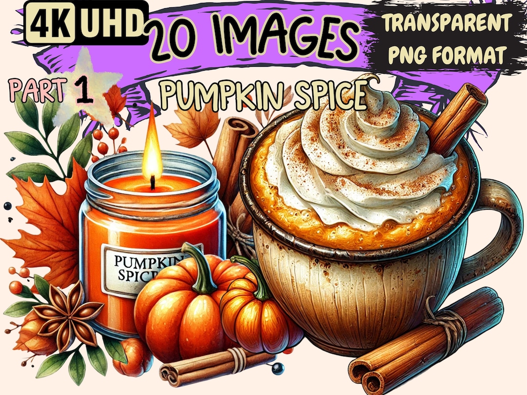 Pumpkin Spice Clipart – Fall Coffee PNG Graphics, Commercial Use ...