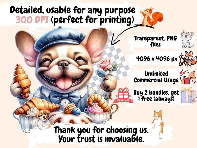 French Bulldogs Clipart – 20 PNG Frenchie Graphics, Commercial Use ...