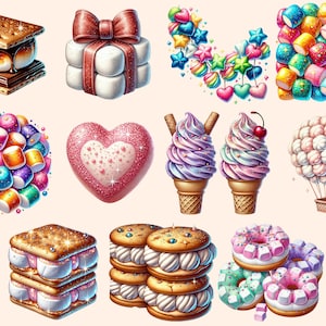 Marshmallows (P3) Clipart - 23 PNG Sweet Treat Illustrations, Tasty ...