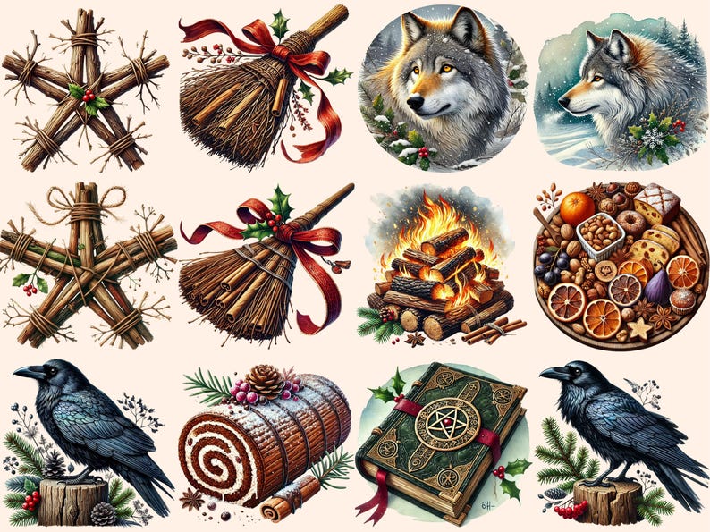 Yule Clipart – Winter Solstice Pagan Graphics (PNG Digital Download) - Etsy