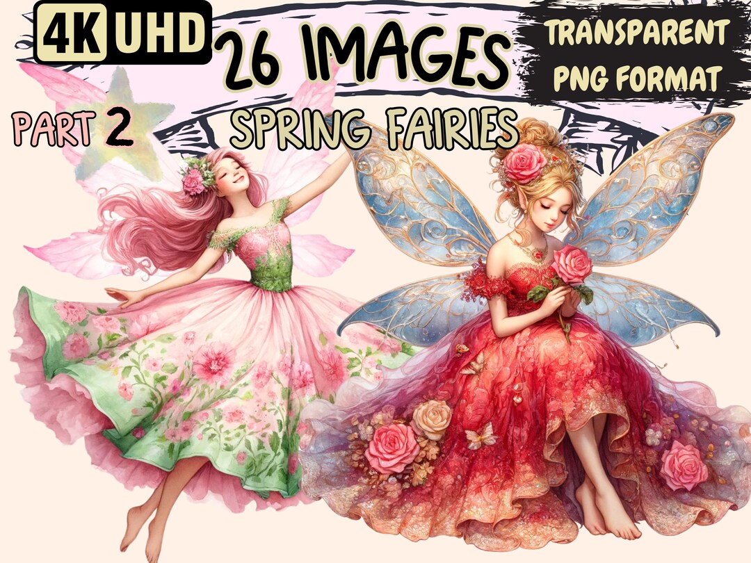 Spring Fairies Clipart – 26 PNG Graphics, Commercial Use (digital ...