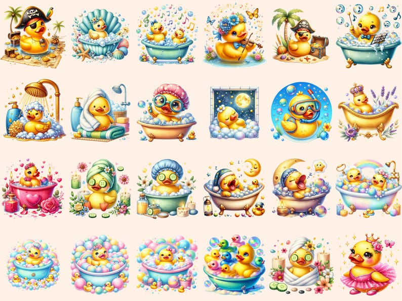 Rubber Ducks Clipart: 92 PNG Colorful Bath Toy Graphics (commercial Use ...