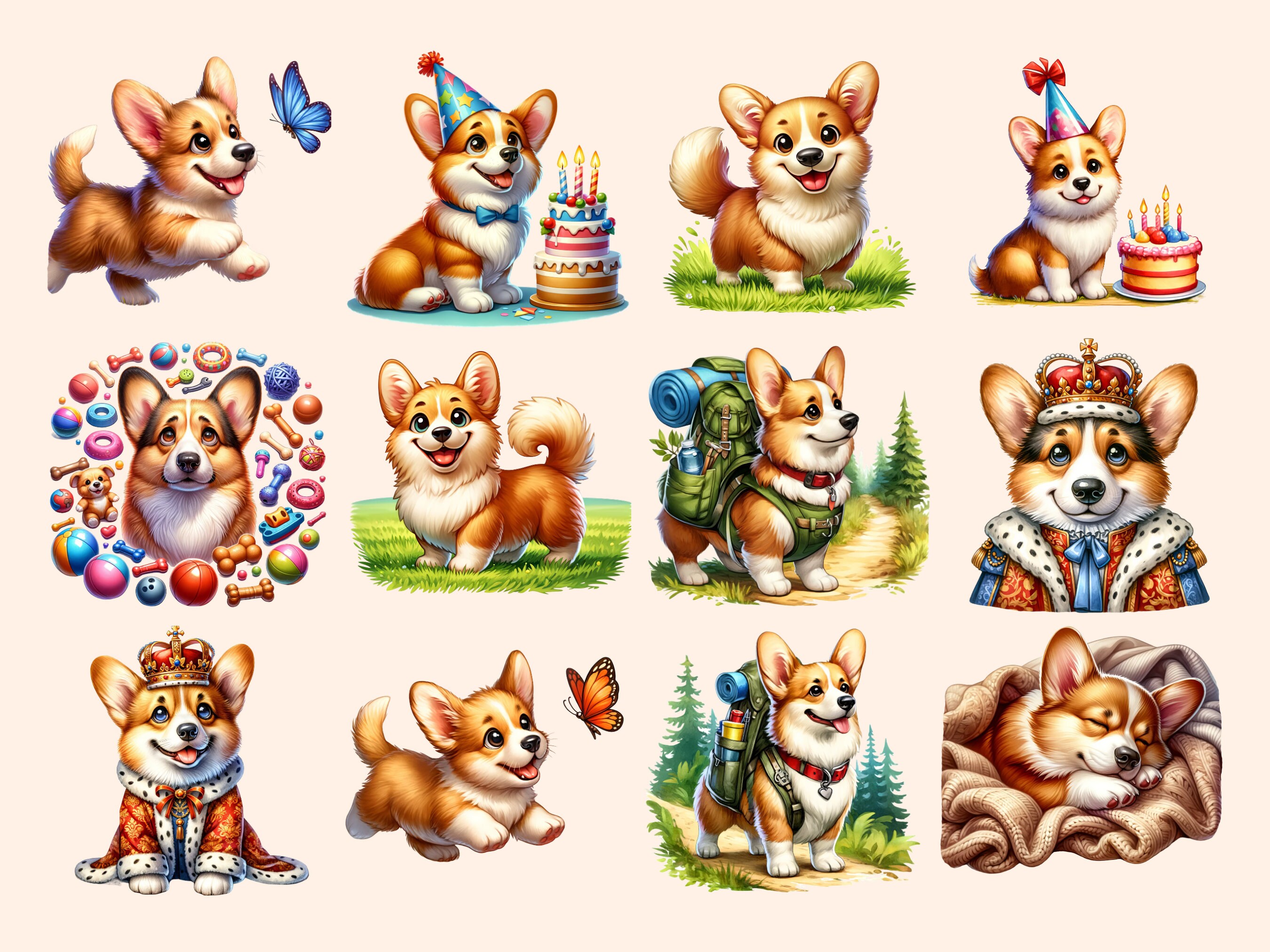 Corgi Clipart Bundle 19 PNG Cute Baby Dog Images, Adorable Little Pet ...